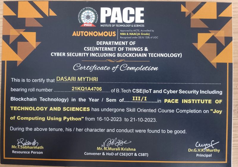 Mythri Dasari on LinkedIn: #python #certification #joyofpython Mythri Dasari on LinkedIn: #python #certification #joyofpython