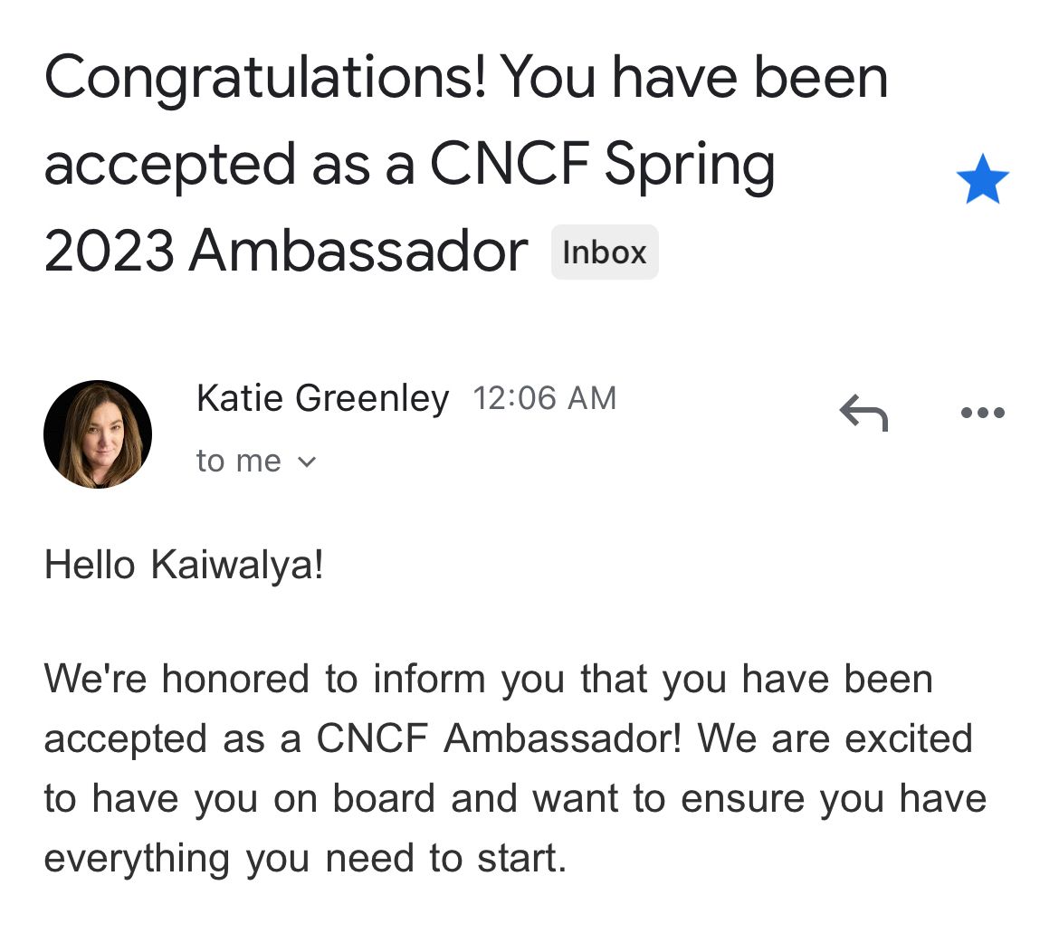 Kaiwalya Koparkar on LinkedIn: #cloudnativeambassador | 20 comments Kaiwalya Koparkar on LinkedIn: #cloudnativeambassador | 20 comments