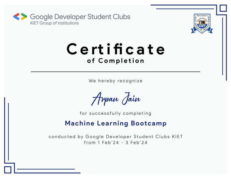 Arpan Jain on LinkedIn: #gdsc #machinelearning Arpan Jain on LinkedIn: #gdsc #machinelearning