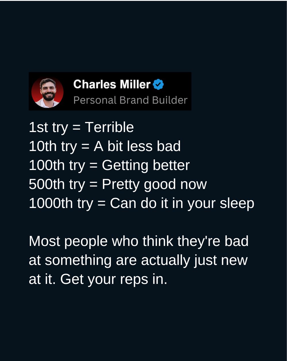 Charles Miller on LinkedIn: Some terrible tries I've had: 1. Failed ... Charles Miller on LinkedIn: Some terrible tries I've had: 1. Failed ...