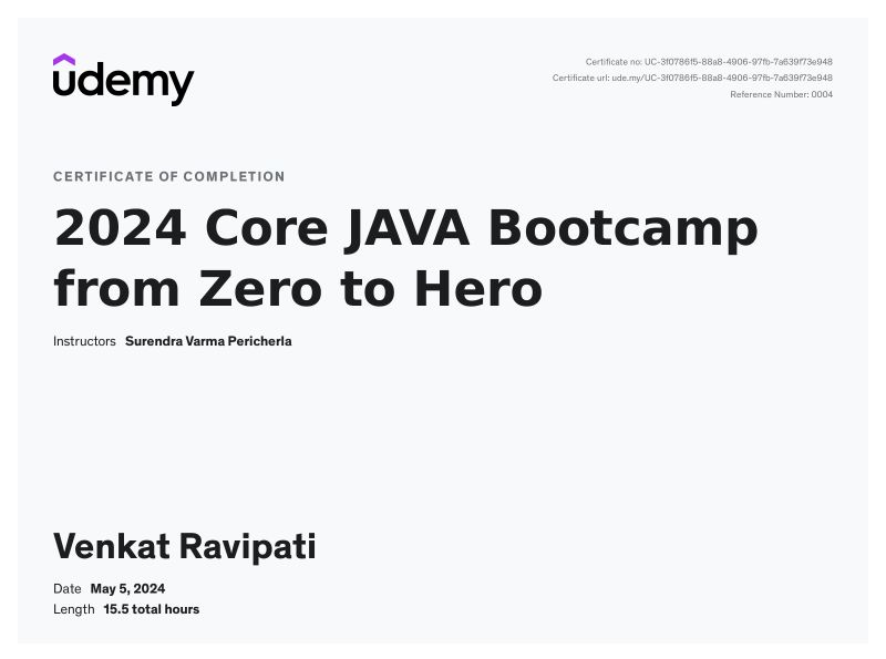 Venkat Ravipati on LinkedIn: #corejava #corejavabootcamp #bootcamp #udemy Venkat Ravipati on LinkedIn: #corejava #corejavabootcamp #bootcamp #udemy