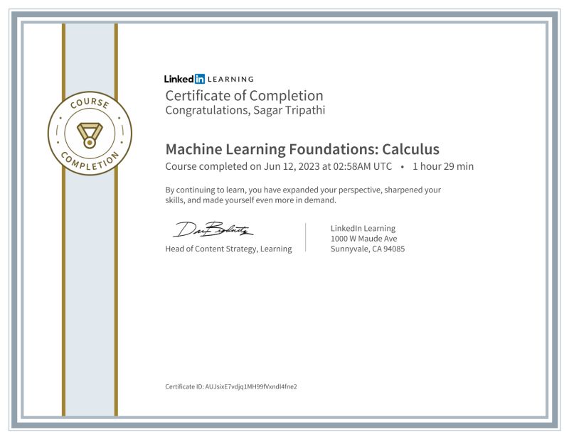 Sagar Tripathi on LinkedIn: Certificate of Completion Sagar Tripathi on LinkedIn: Certificate of Completion