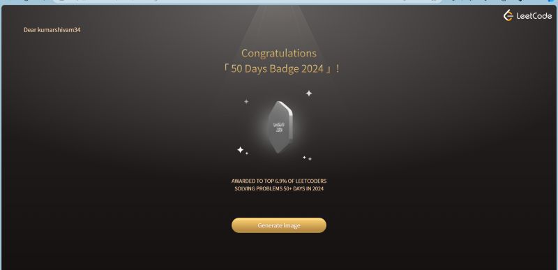 Shivam Kumar on LinkedIn: 🌟 Celebrating 50 Days of Coding on LeetCode ... Shivam Kumar on LinkedIn: 🌟 Celebrating 50 Days of Coding on LeetCode ...