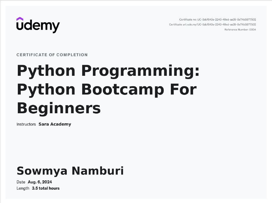 Sowmya Namburi on LinkedIn: #saraacademy #pythonprogramming # ... Sowmya Namburi on LinkedIn: #saraacademy #pythonprogramming # ...
