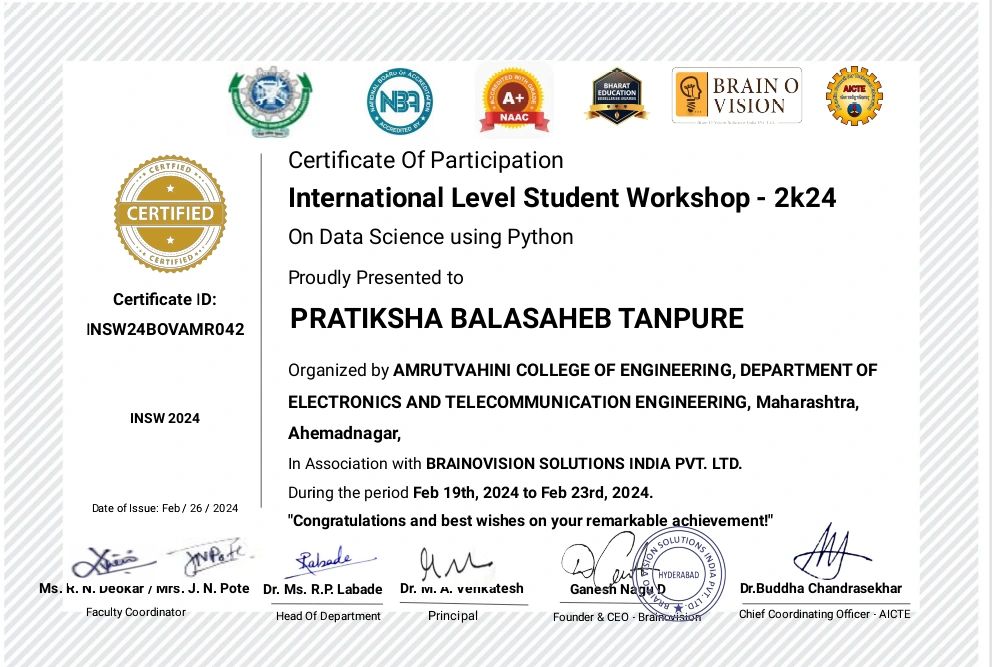 Pratiksha Tanpure on LinkedIn: #aicte #python Pratiksha Tanpure on LinkedIn: #aicte #python