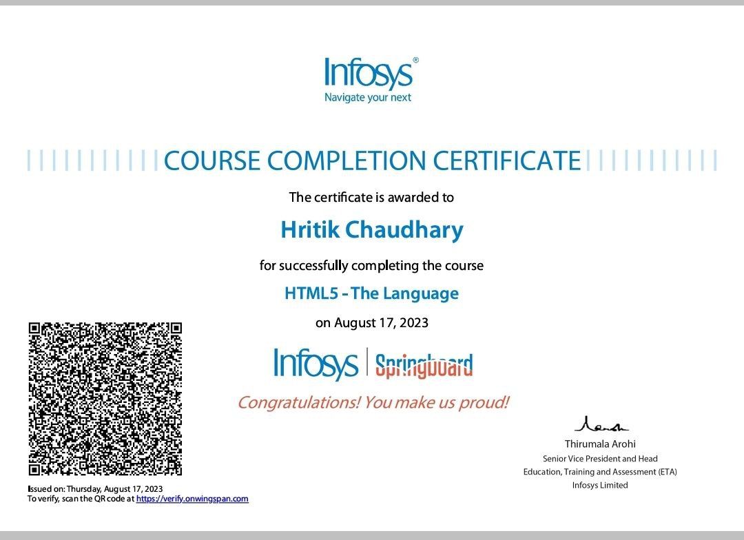 Hritik Chaudhary on LinkedIn: #css #html #certification Hritik Chaudhary on LinkedIn: #css #html #certification