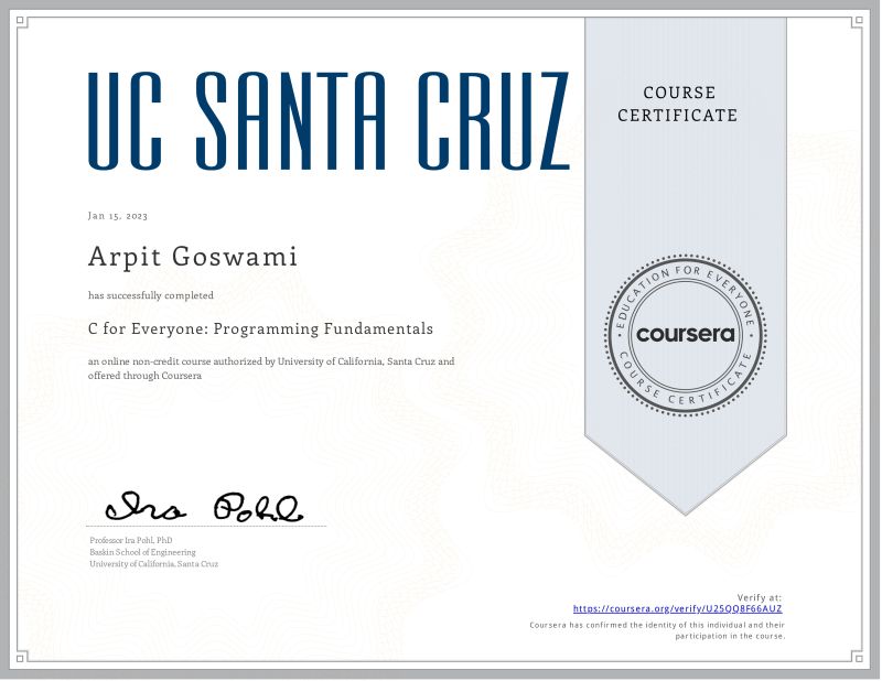 Arpit Goswami on LinkedIn: #programmingcertification #coursera # ... Arpit Goswami on LinkedIn: #programmingcertification #coursera # ...