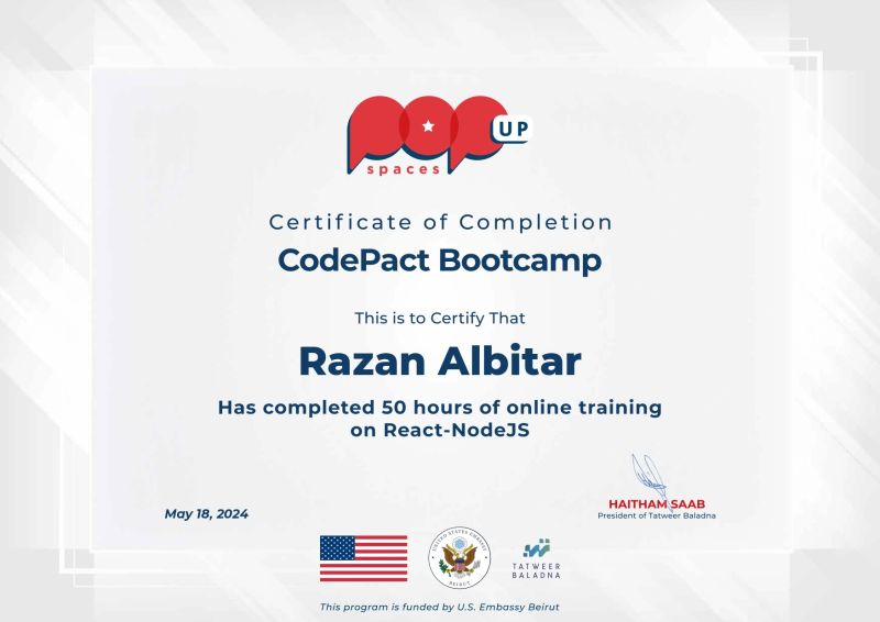 Razan AlBitar on LinkedIn: #tatweerbaladna #reactjs #nodejs # ... Razan AlBitar on LinkedIn: #tatweerbaladna #reactjs #nodejs # ...