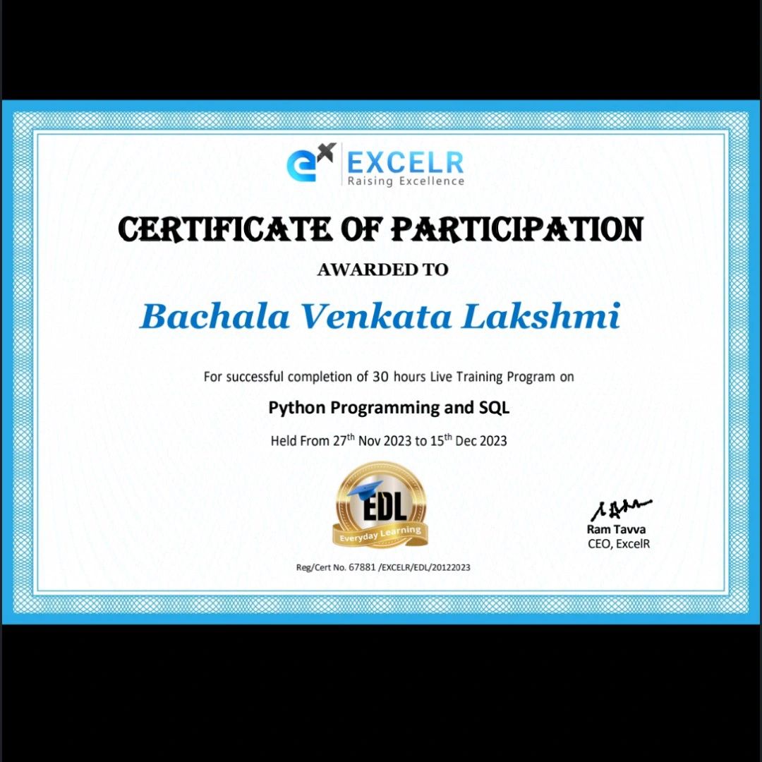 Bachala Lakshmi on LinkedIn: #python #dataanalysis #applicationdevelopment Bachala Lakshmi on LinkedIn: #python #dataanalysis #applicationdevelopment