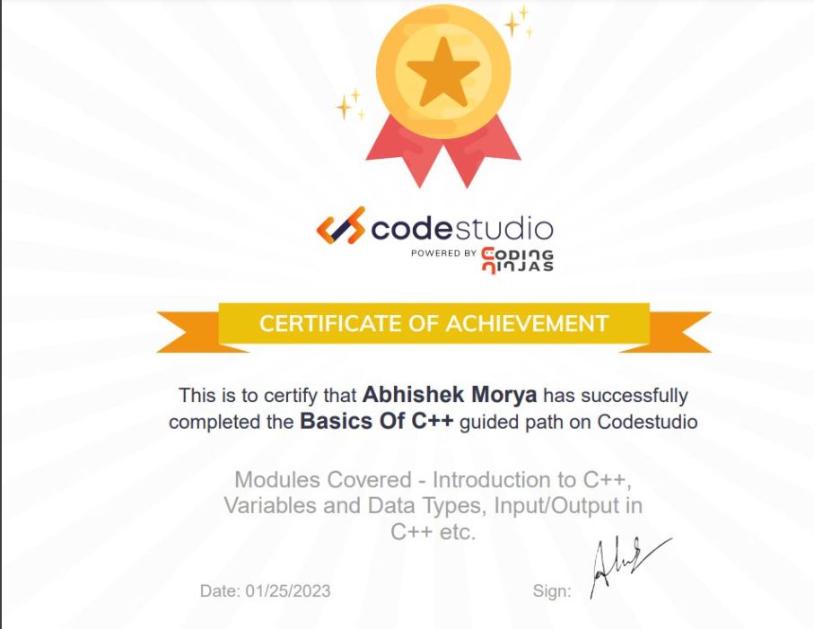 Abhishek Morya on LinkedIn: #coding #codestudio #cpp #codingninjas Abhishek Morya on LinkedIn: #coding #codestudio #cpp #codingninjas