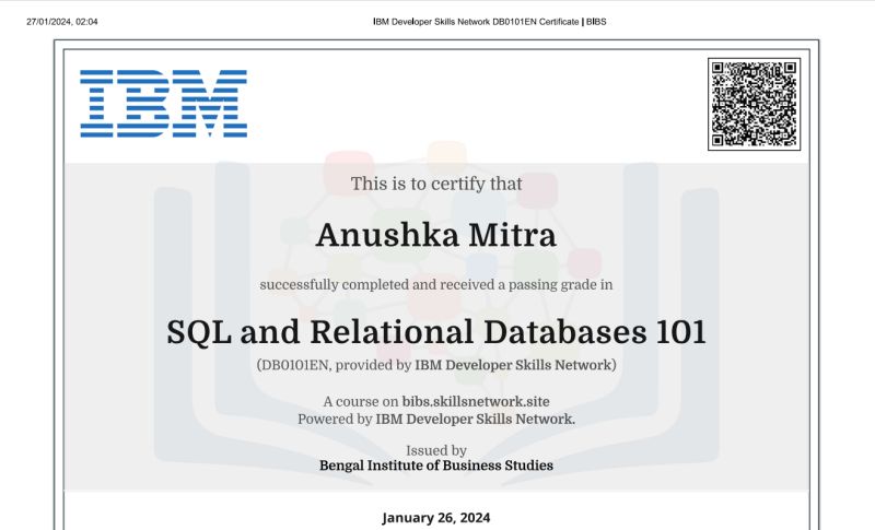 Anushka Mitra on LinkedIn: #ibmcertification #dataanalytics # ... Anushka Mitra on LinkedIn: #ibmcertification #dataanalytics # ...