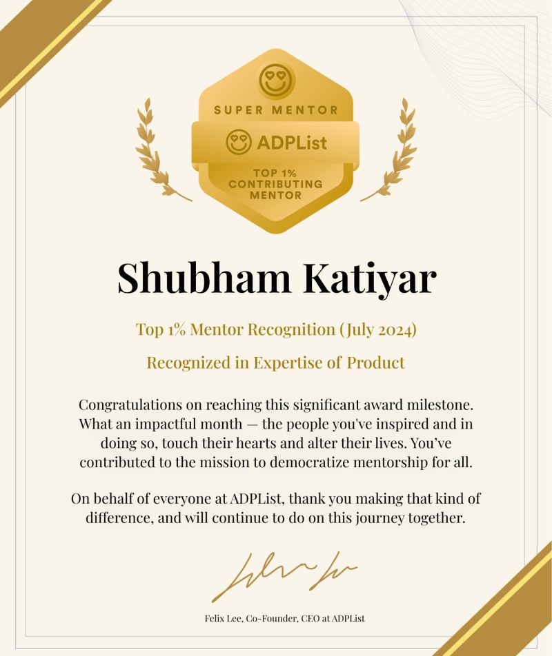 Shubham Katiyar, MBA, SAFe POPM on LinkedIn: #adplist #bemore # ... Shubham Katiyar, MBA, SAFe POPM on LinkedIn: #adplist #bemore # ...