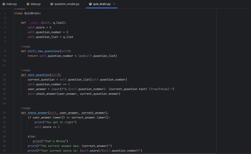 Mahmood Inamdar on LinkedIn: #python #oop #quizgame Mahmood Inamdar on LinkedIn: #python #oop #quizgame