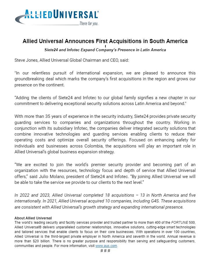 Eddy Esquivel on LinkedIn: Allied Universal Announces First ... Eddy Esquivel on LinkedIn: Allied Universal Announces First ...