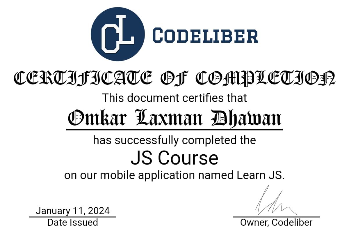 Omkar Dhawan on LinkedIn: #javascript #codingjourney #continuouslearning Omkar Dhawan on LinkedIn: #javascript #codingjourney #continuouslearning