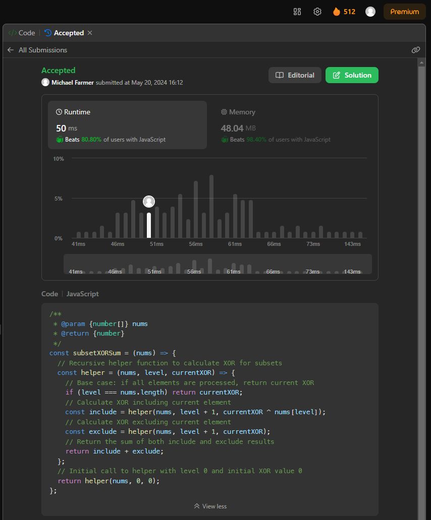Michael Farmer on LinkedIn: Day 512 of Daily LeetCode | 1863. Sum of ... Michael Farmer on LinkedIn: Day 512 of Daily LeetCode | 1863. Sum of ...