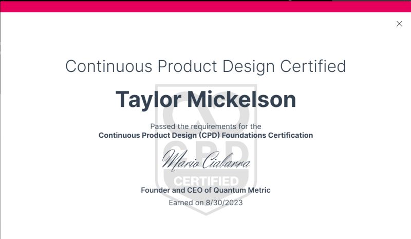 Taylor Mickelson on LinkedIn: New Certification Obtained: Continuous ... Taylor Mickelson on LinkedIn: New Certification Obtained: Continuous ...