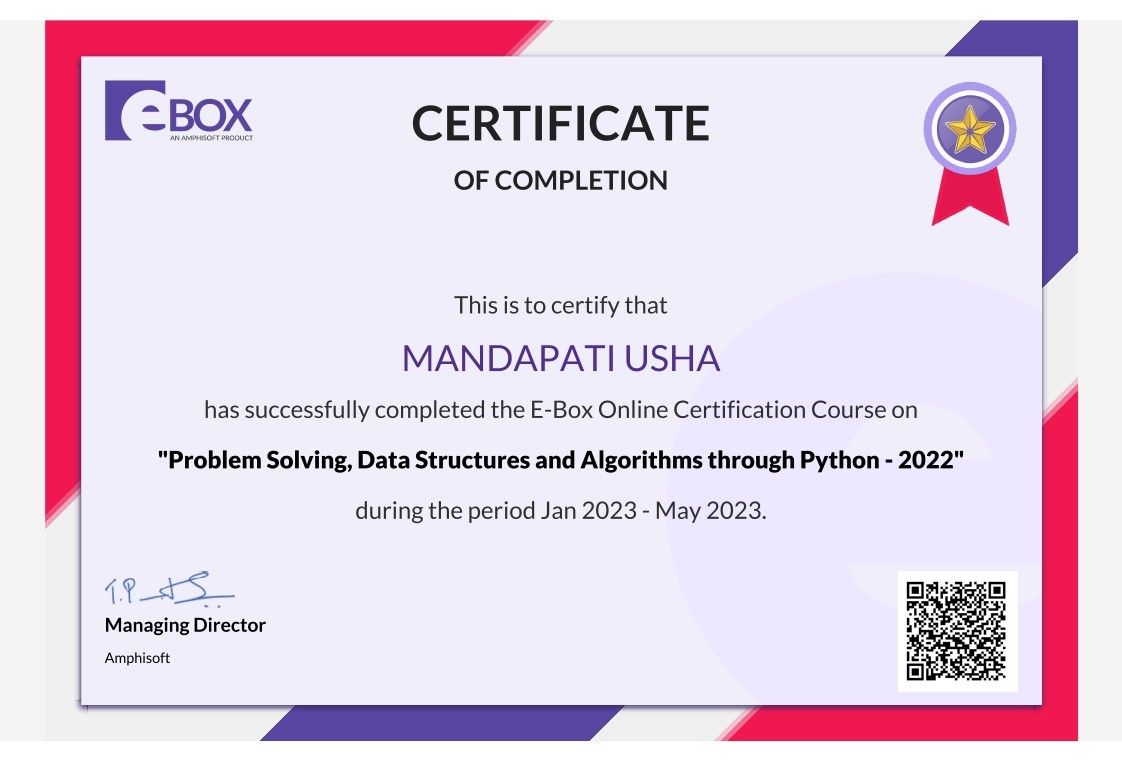Mandapati Usha on LinkedIn: #pythonprogramming #datastructures # ... Mandapati Usha on LinkedIn: #pythonprogramming #datastructures # ...