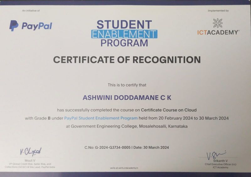 ASHWINI DODDAMANE C K on LinkedIn: #paypal #cloudcomputing ASHWINI DODDAMANE C K on LinkedIn: #paypal #cloudcomputing