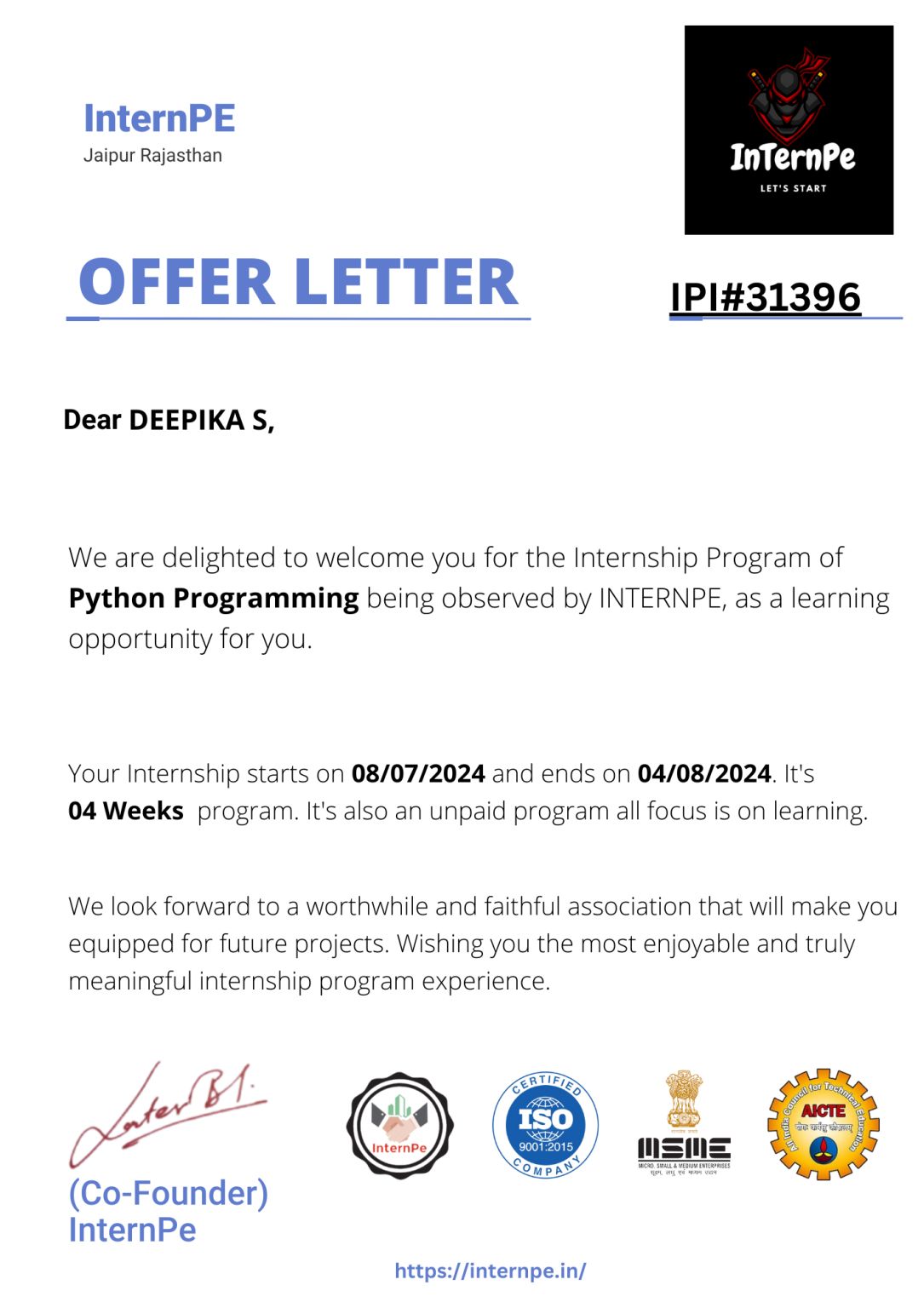 Deepika S on LinkedIn: #python #internship #programming #learning # ... Deepika S on LinkedIn: #python #internship #programming #learning # ...