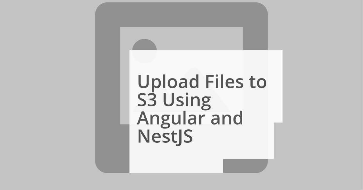 Angular Jobs on LinkedIn: Upload Files to S3 Using Angular and NestJS Angular Jobs on LinkedIn: Upload Files to S3 Using Angular and NestJS