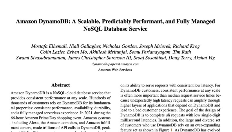 Amazon Science on LinkedIn: Amazon DynamoDB: A scalable, predictably ... Amazon Science on LinkedIn: Amazon DynamoDB: A scalable, predictably ...