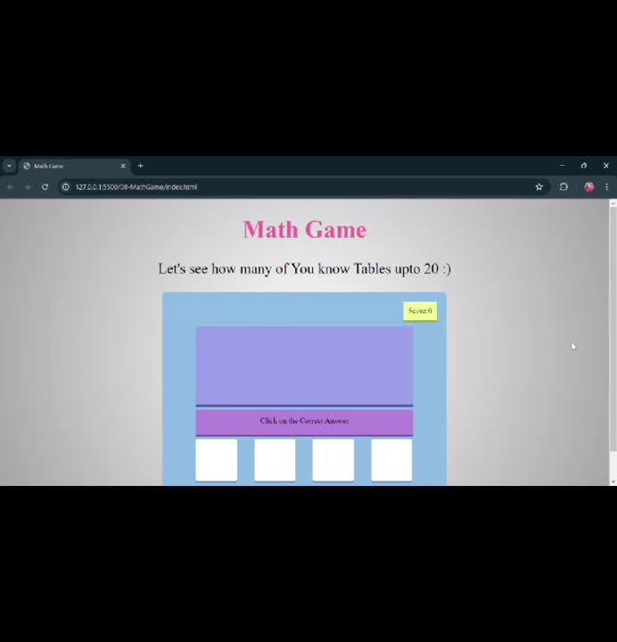 Bhargavi A on LinkedIn: #mathgame #html #css #javascript #webdevelopment Bhargavi A on LinkedIn: #mathgame #html #css #javascript #webdevelopment