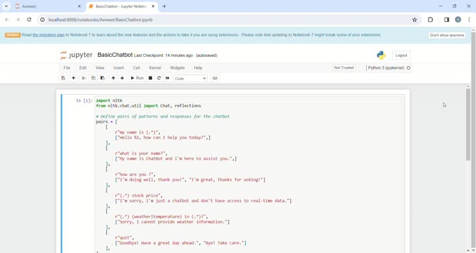 Asmeet Kaur on LinkedIn: #python #internship #codealpha #chatbot Asmeet Kaur on LinkedIn: #python #internship #codealpha #chatbot