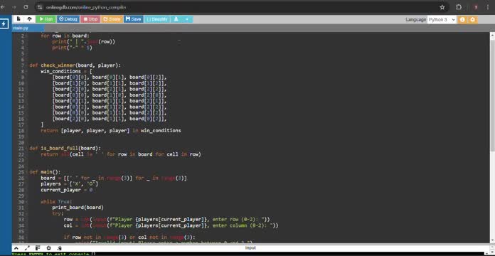 SRI VAISHNAVI KUMAR on LinkedIn: #internship #python #tictactoe #coding SRI VAISHNAVI KUMAR on LinkedIn: #internship #python #tictactoe #coding