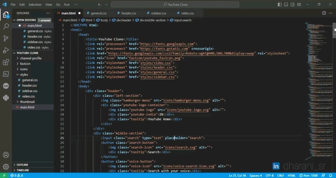 Dharani S R on LinkedIn: #webdevelopment #html #css #htmlcss #youtubeclone Dharani S R on LinkedIn: #webdevelopment #html #css #htmlcss #youtubeclone