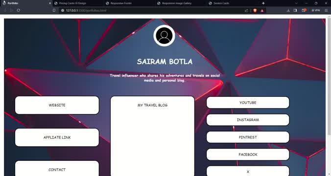 Created Portfolio, Pricing Cards, Service Cards using HTML and CSS ... Created Portfolio, Pricing Cards, Service Cards using HTML and CSS ...