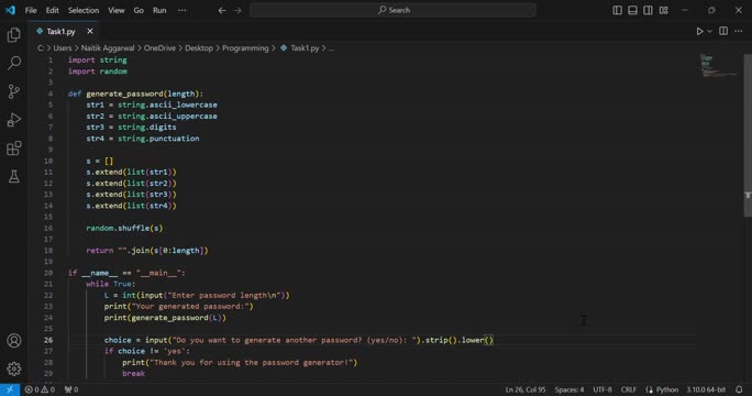 Shruti Aggarwal on LinkedIn: #codsoft #python #passwordgenerator # ... Shruti Aggarwal on LinkedIn: #codsoft #python #passwordgenerator # ...