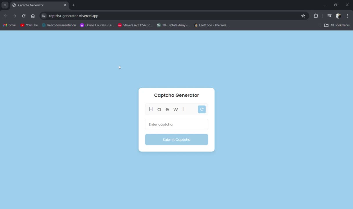 Day 25 of JavaScript Projects Challenge: Random Captcha Generator ... Day 25 of JavaScript Projects Challenge: Random Captcha Generator ...