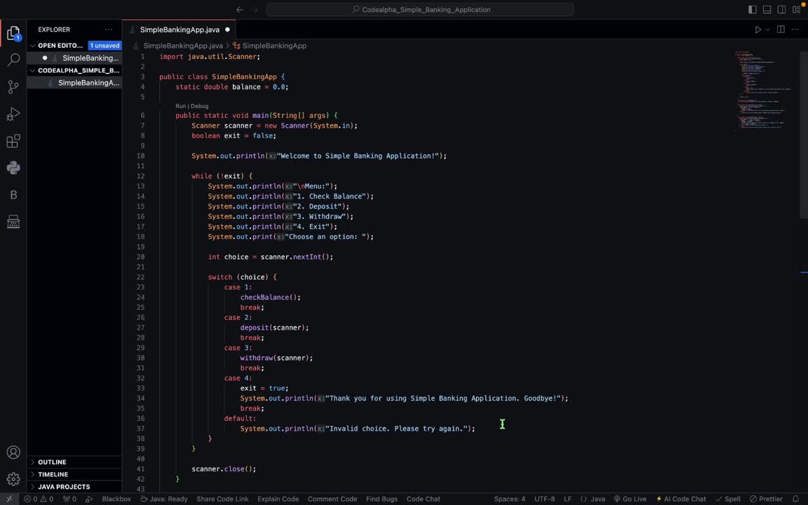 Saurav Bixa on LinkedIn: #java #internship #coding #codealpha #vscode Saurav Bixa on LinkedIn: #java #internship #coding #codealpha #vscode