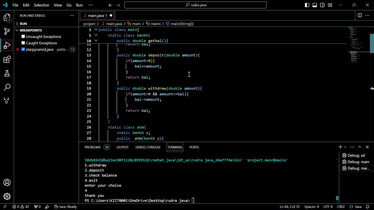 Rudra Khan on LinkedIn: #codsoft #java #atminterface Rudra Khan on LinkedIn: #codsoft #java #atminterface
