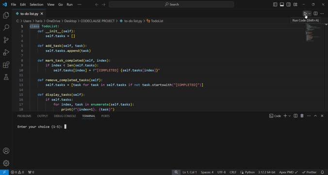 Created a Python to-do list application for CodeClause | SIRI SATHVIKA ... Created a Python to-do list application for CodeClause | SIRI SATHVIKA ...