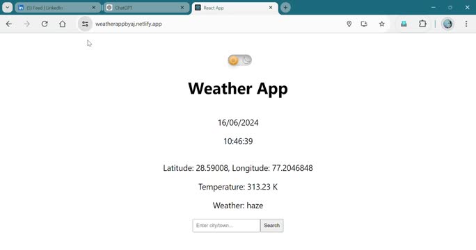 Ambuj kumar Ojha on LinkedIn: #projectdeployment #frontend #weatherapp #web Ambuj kumar Ojha on LinkedIn: #projectdeployment #frontend #weatherapp #web