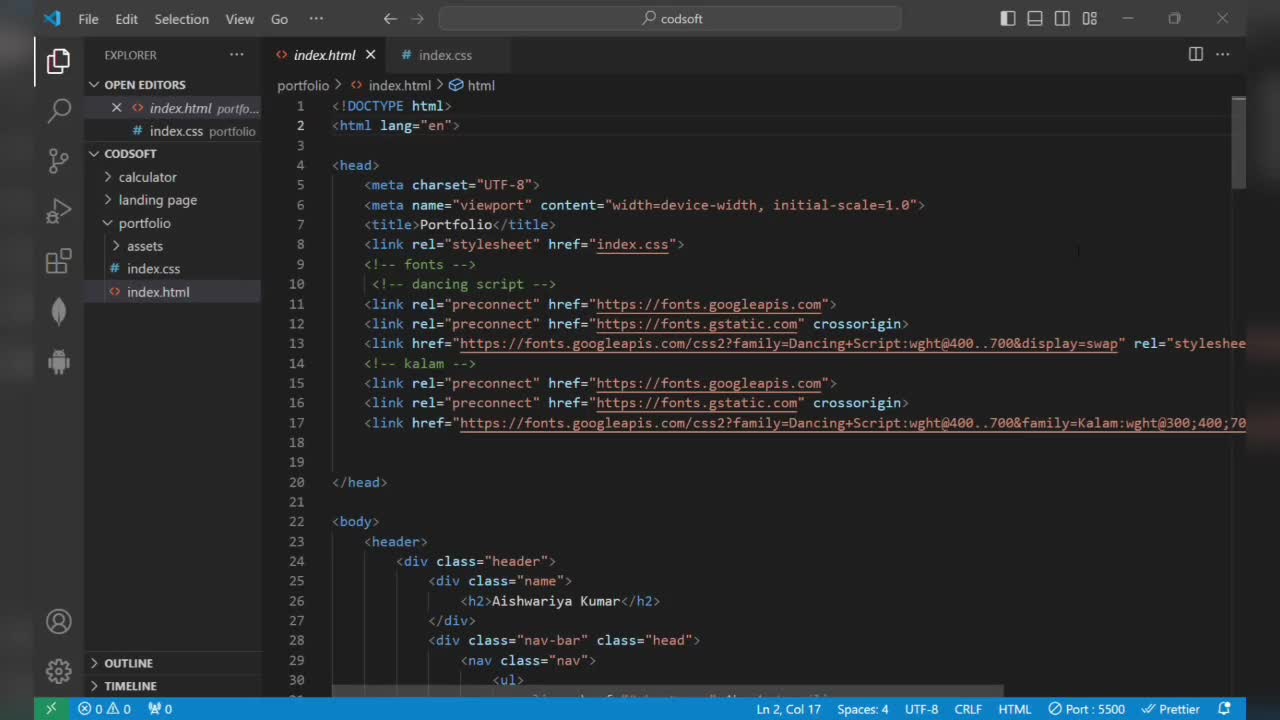 Aishwariya Kumar on LinkedIn: #codsoft #html #css #portfolio # ... Aishwariya Kumar on LinkedIn: #codsoft #html #css #portfolio # ...
