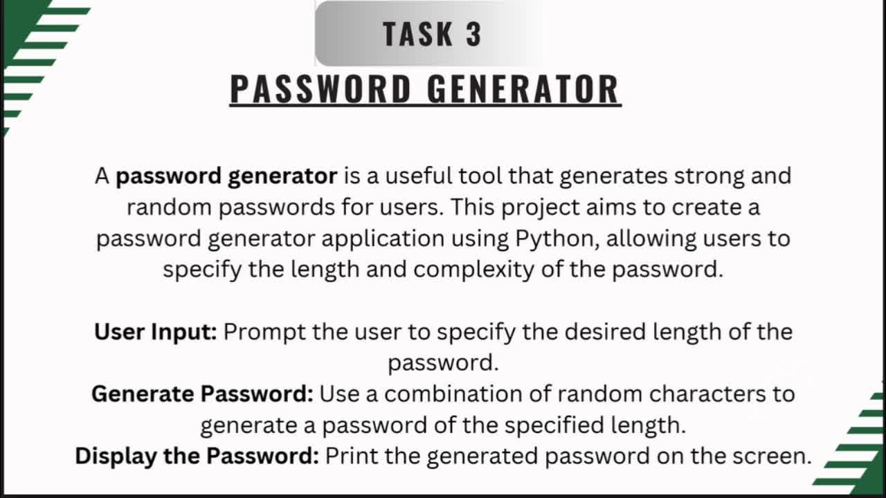 Ayush Verma on LinkedIn: #task3 #python #passwordgenerator #commandline Ayush Verma on LinkedIn: #task3 #python #passwordgenerator #commandline