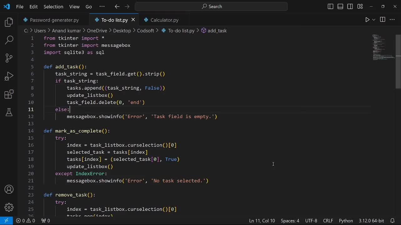 Anand kumar on LinkedIn: #codsoft #internship #python #todolist #task Anand kumar on LinkedIn: #codsoft #internship #python #todolist #task