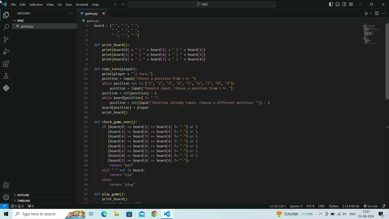 SREENITHY S on LinkedIn: #internship #python #coding #tictactoe SREENITHY S on LinkedIn: #internship #python #coding #tictactoe