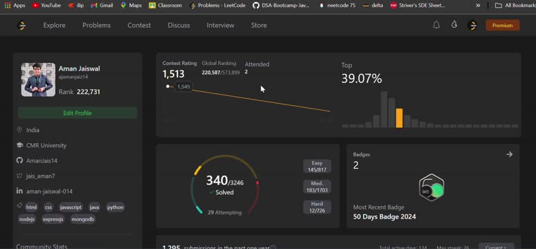 Aman Jaiswal on LinkedIn: #cohort3 #reactjs #leetcode #codingjourney Aman Jaiswal on LinkedIn: #cohort3 #reactjs #leetcode #codingjourney