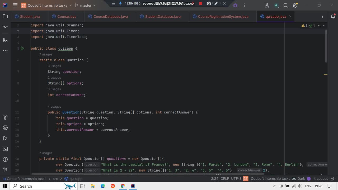 Madhumitha R on LinkedIn: #java #programming #quizapp #coding # ... Madhumitha R on LinkedIn: #java #programming #quizapp #coding # ...