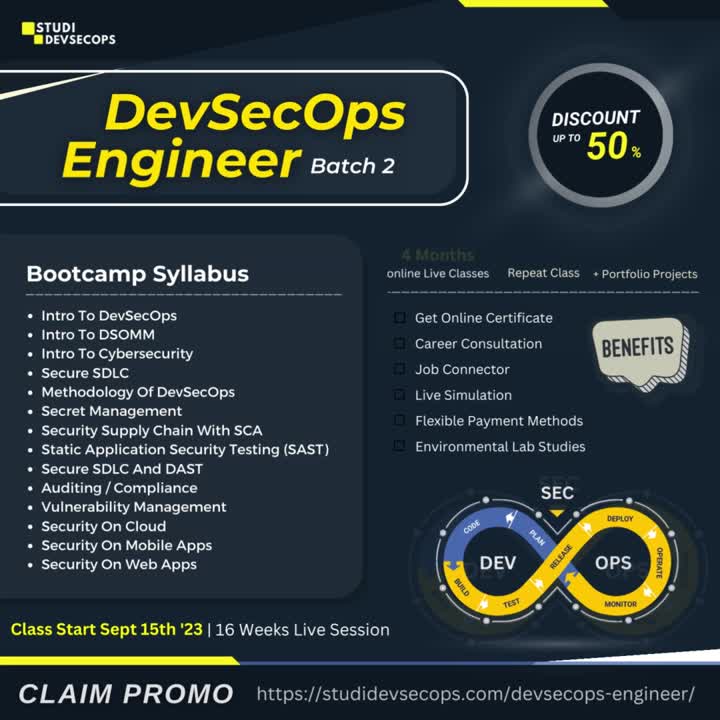 Studi DevSecOps on LinkedIn: DevSecOps Engineer - Advanced Level (Batch 2) Studi DevSecOps on LinkedIn: DevSecOps Engineer - Advanced Level (Batch 2)