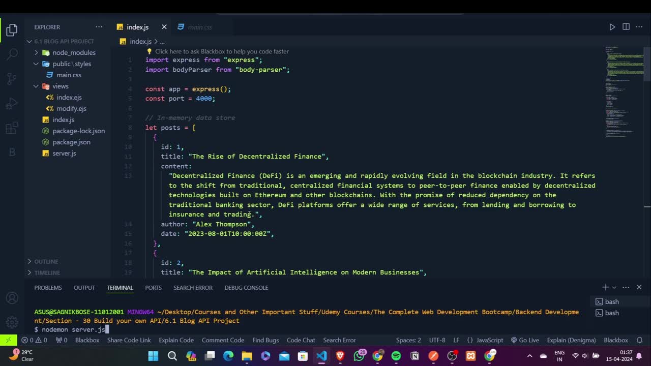 Sagnik Bose on LinkedIn: #nodejs #expressjs #blogapi #webdevelopment # ... Sagnik Bose on LinkedIn: #nodejs #expressjs #blogapi #webdevelopment # ...