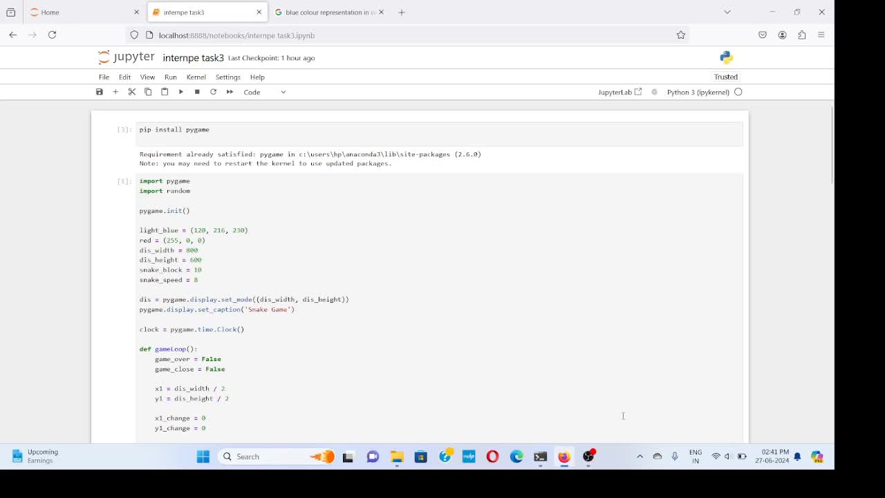 Harshini G on LinkedIn: #internpe #pythonprogramming #snakegame Harshini G on LinkedIn: #internpe #pythonprogramming #snakegame