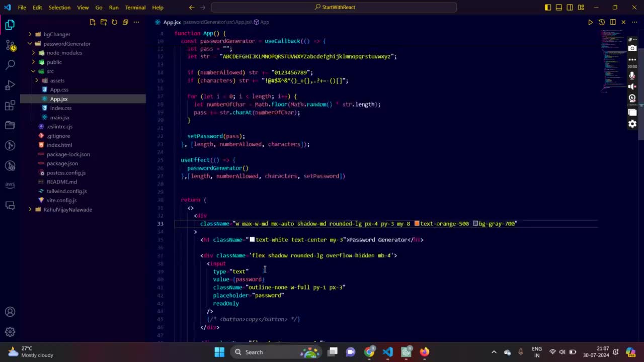 Rahul Nalawade on LinkedIn: Day 8(29/7/2024) 2nd React Project Password ... Rahul Nalawade on LinkedIn: Day 8(29/7/2024) 2nd React Project Password ...