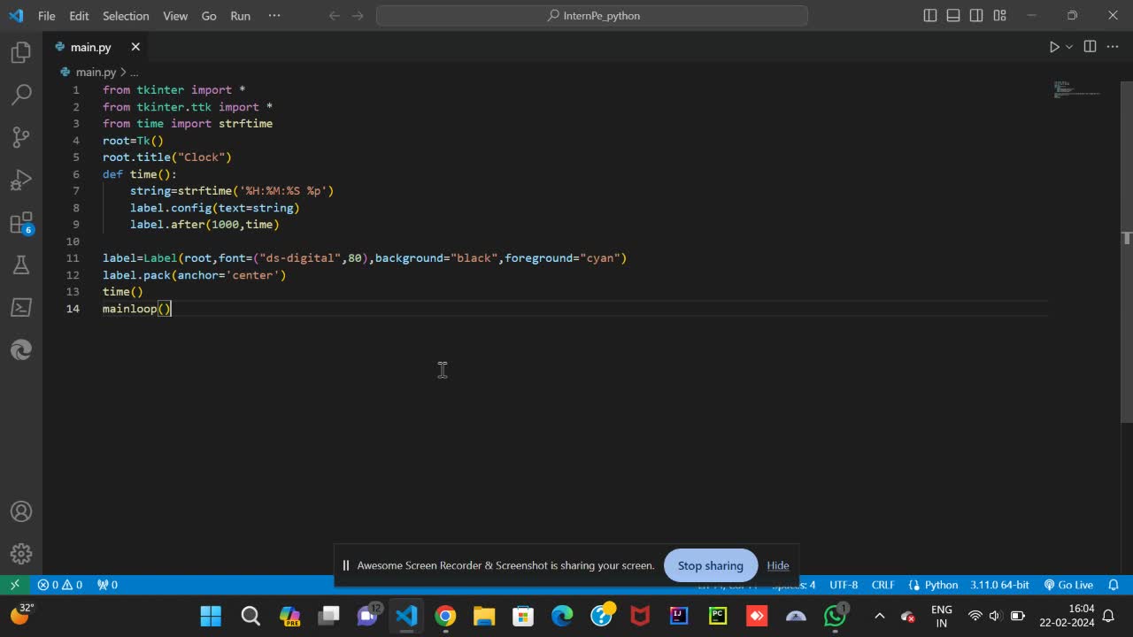 Completed TASK-1 of digital clock with python | Rakshita Chavan posted ... Completed TASK-1 of digital clock with python | Rakshita Chavan posted ...