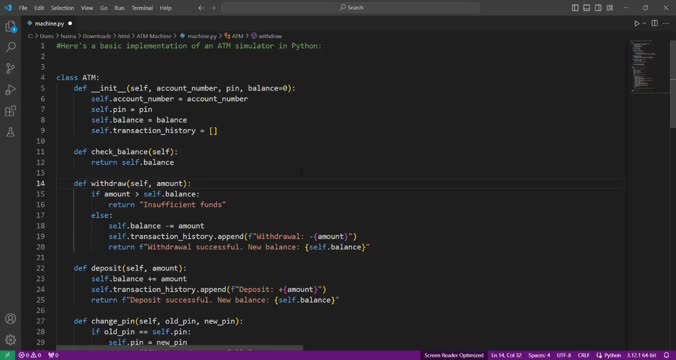 Zikra Naaz on LinkedIn: #python #atmmachine #internship #octanet Zikra Naaz on LinkedIn: #python #atmmachine #internship #octanet
