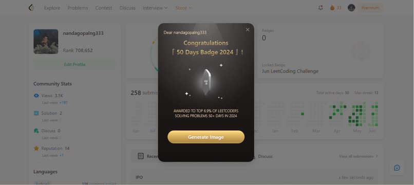 Completed 50+ coding challenges on LeetCode | Nanda Gopal D.R posted on ... Completed 50+ coding challenges on LeetCode | Nanda Gopal D.R posted on ...